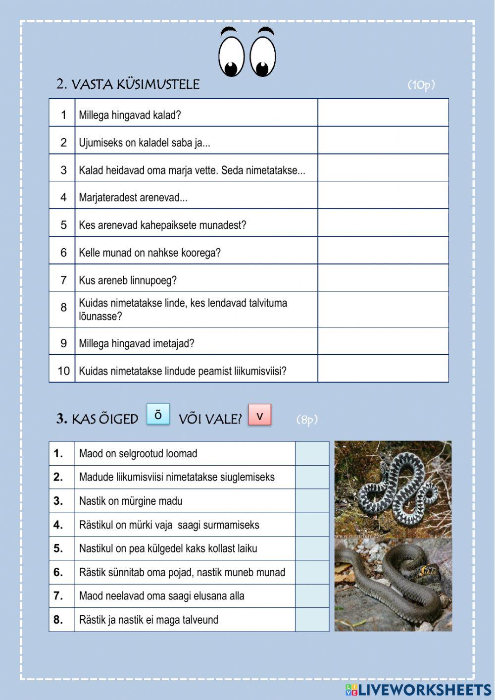 Loomad | Free Interactive Worksheets | 1579624
