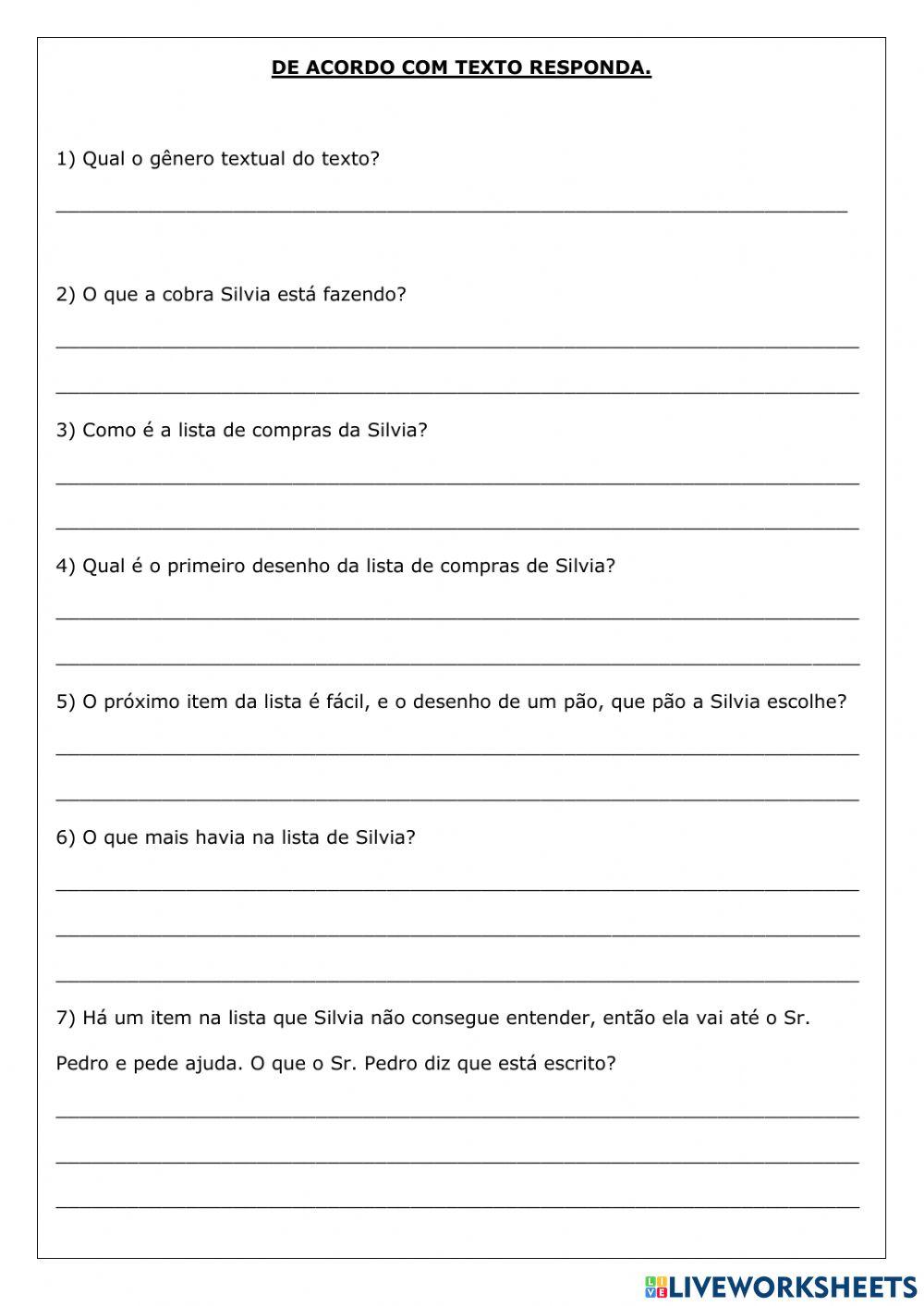 Interpretação textual online pdf activity for 4º ano | Live Worksheets