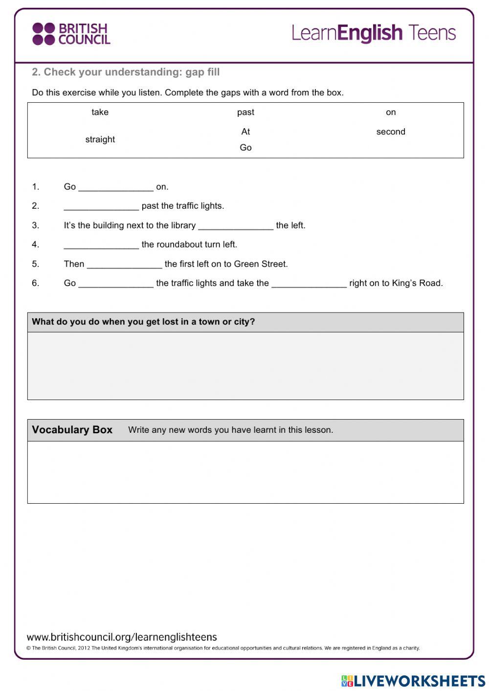 Asking and Giving directions online exercise for | Live Worksheets