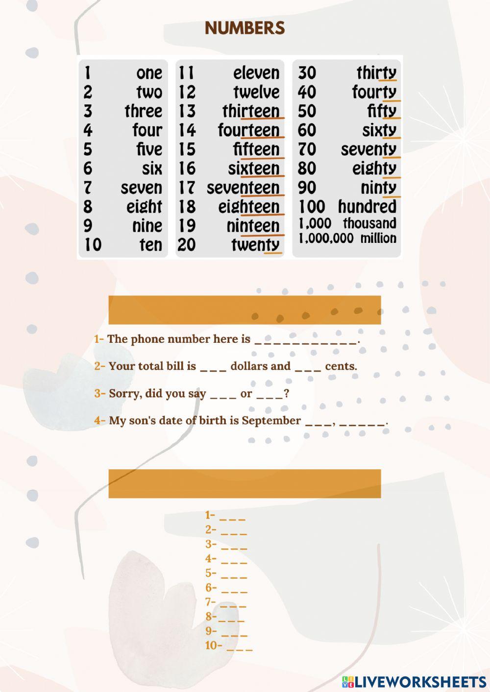 1580715 | Numbers | laisba | LiveWorksheets