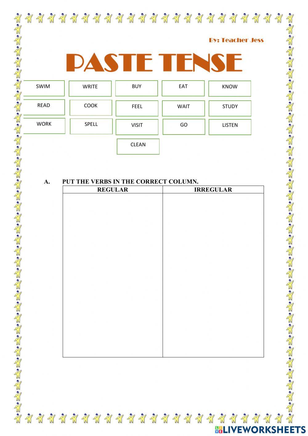 Past tense grammar jess worksheet | Live Worksheets