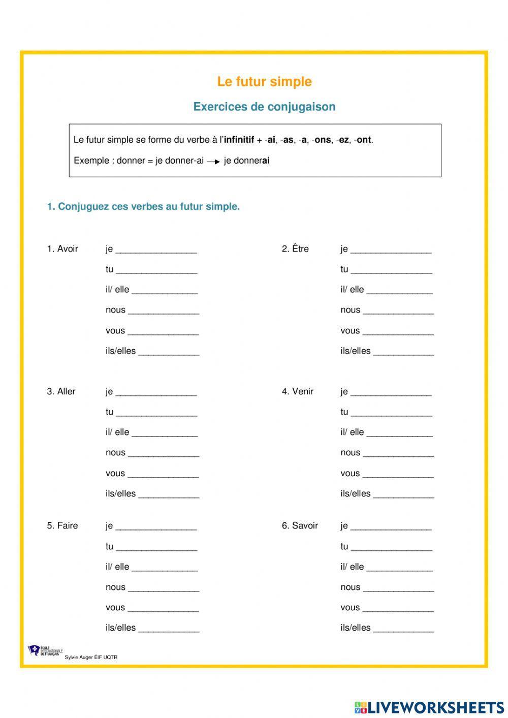 Le futur proche | Free Interactive Worksheets | 1593712