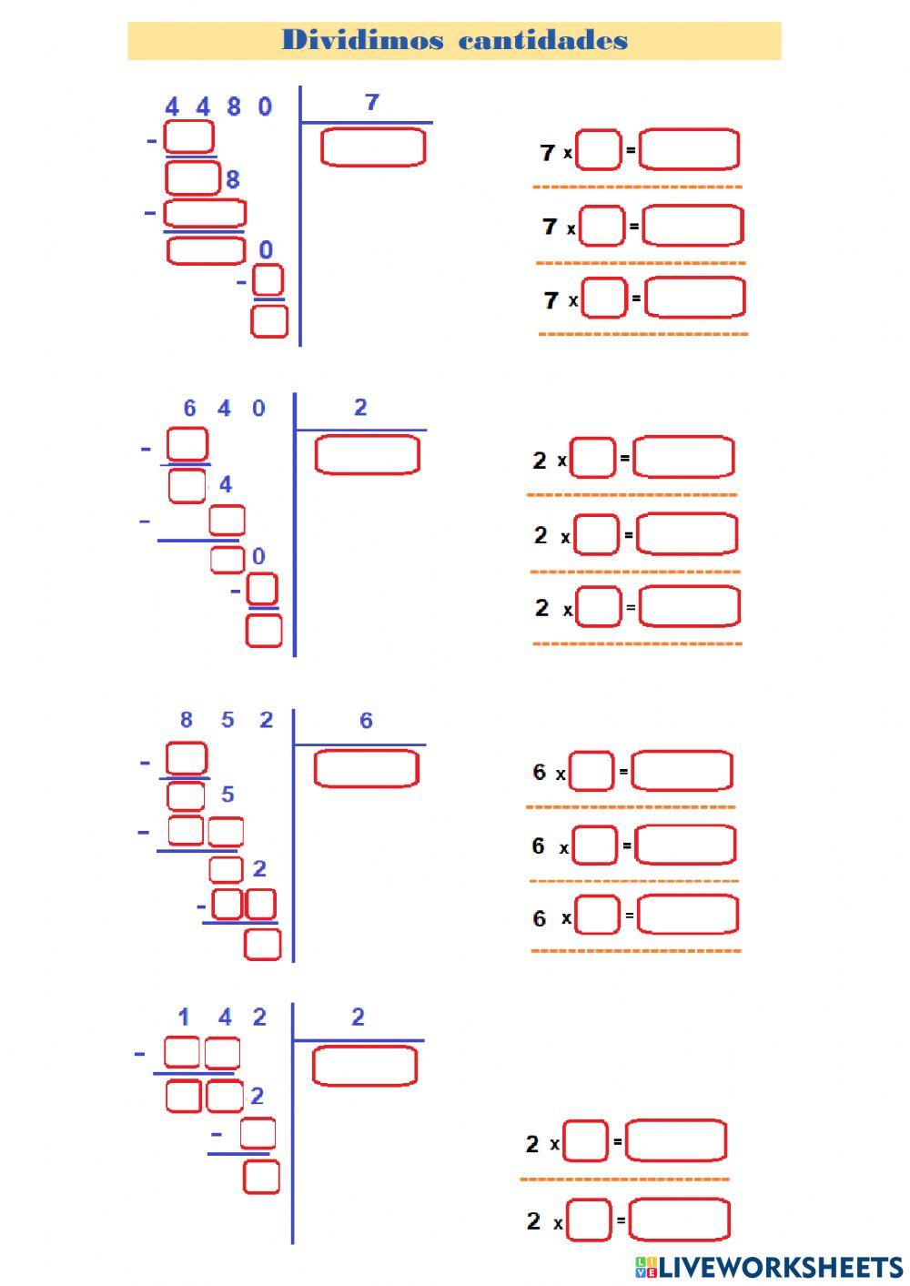 Divisiones online exercise for quinto | Live Worksheets
