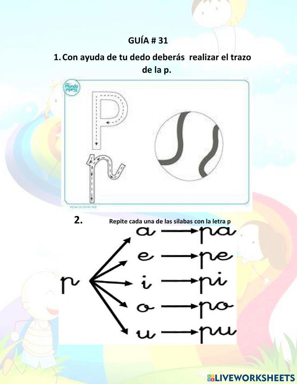 Letra p online exercise for jardin | Live Worksheets