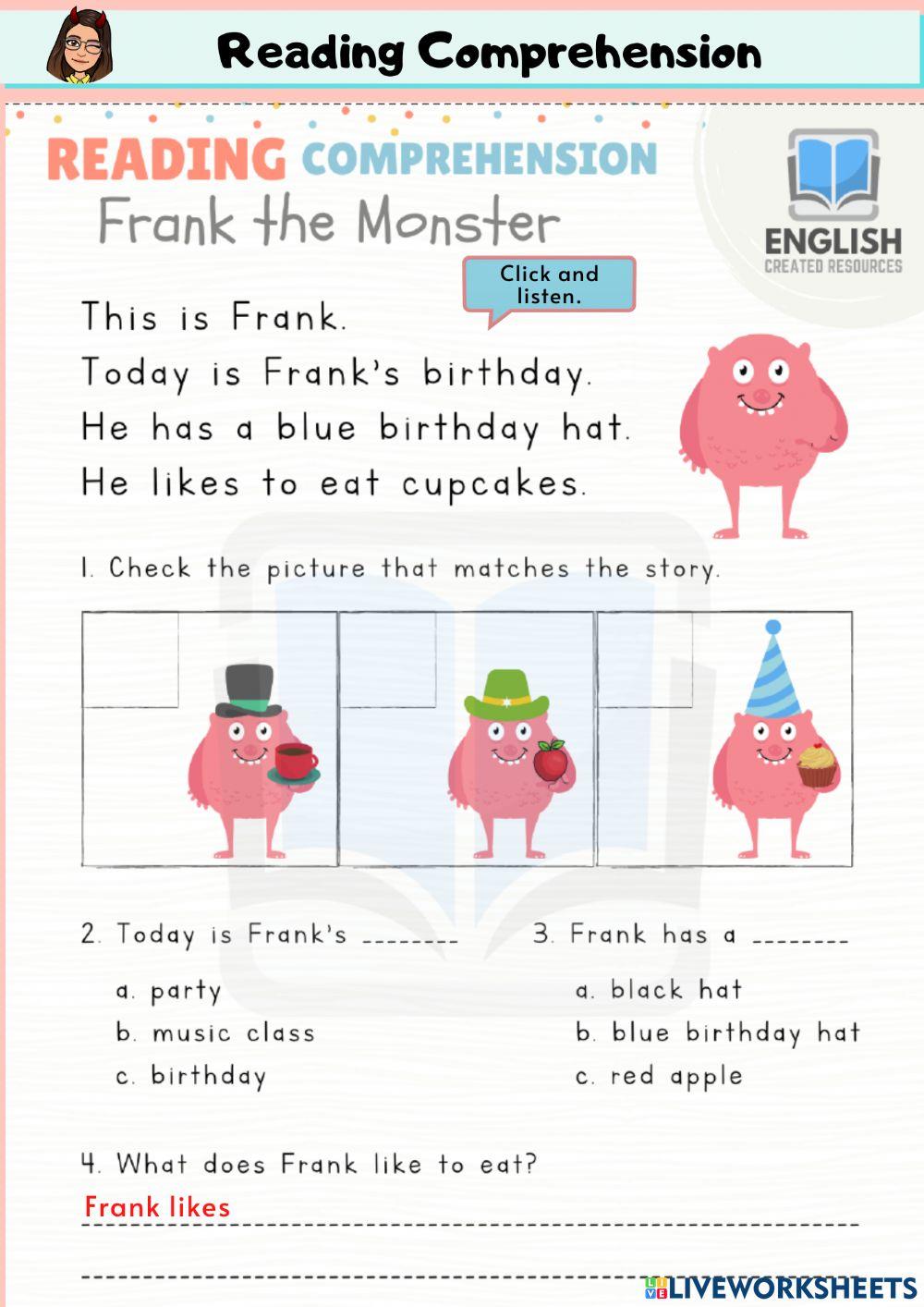 1581257 | Frank the Monster | Miss_Lye | LiveWorksheets