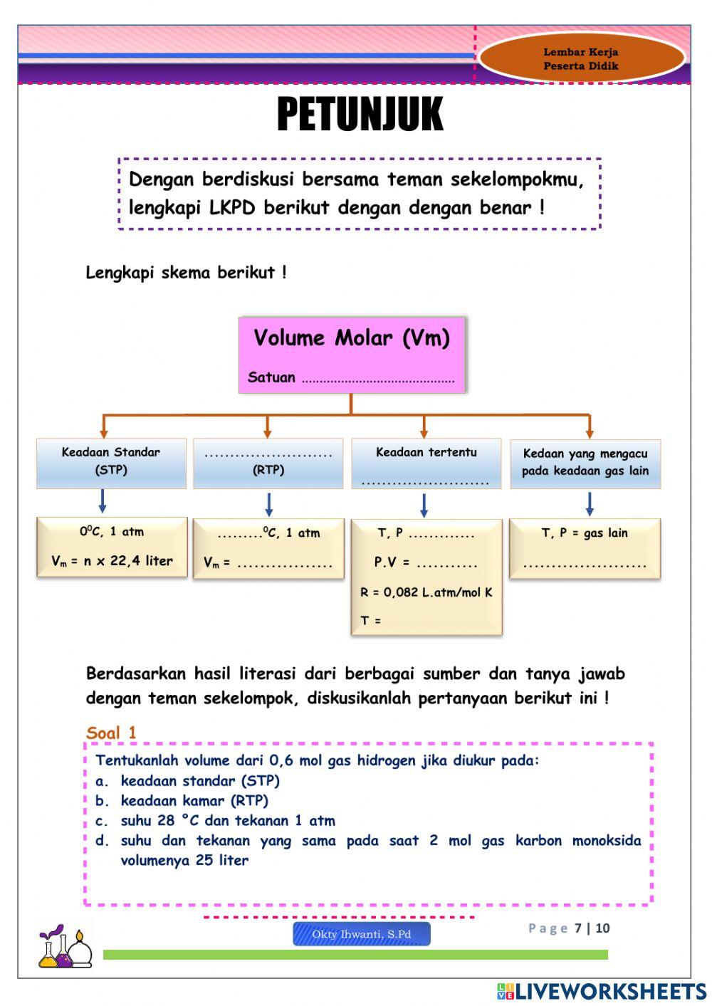 LKPD-Massa molar zat dan Volume molar gas worksheet | Live Worksheets
