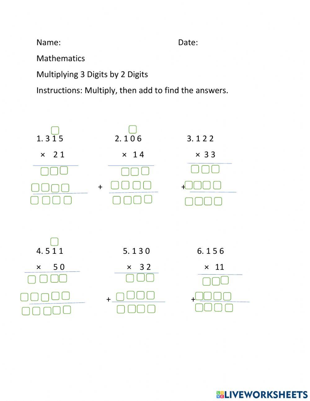 3 by 2 digit multiplication 5224511 | Alesha Hart | Live