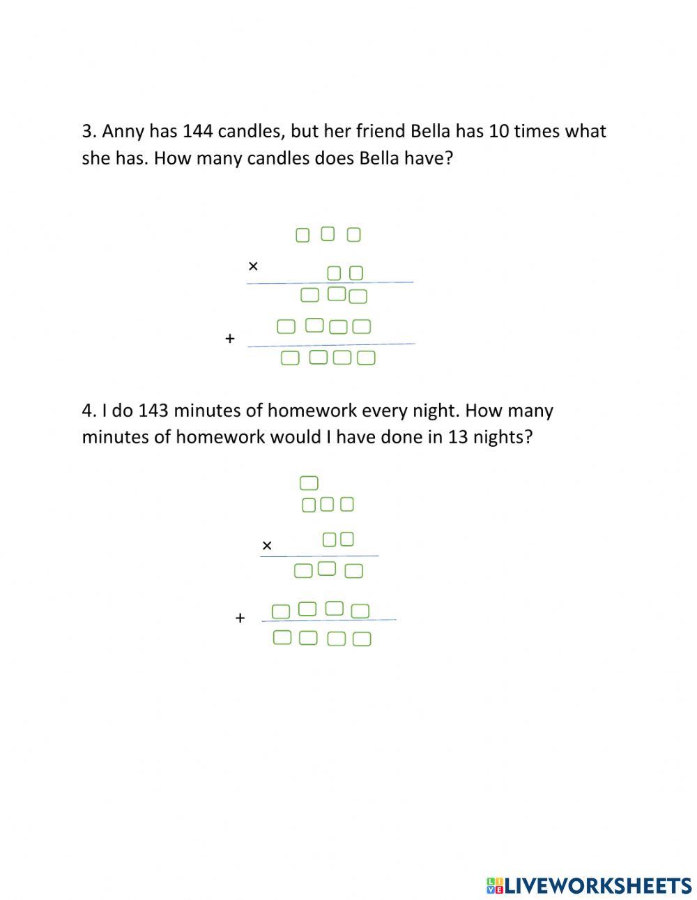 3 by 2 digit multiplication 5224511 | Alesha Hart | Live