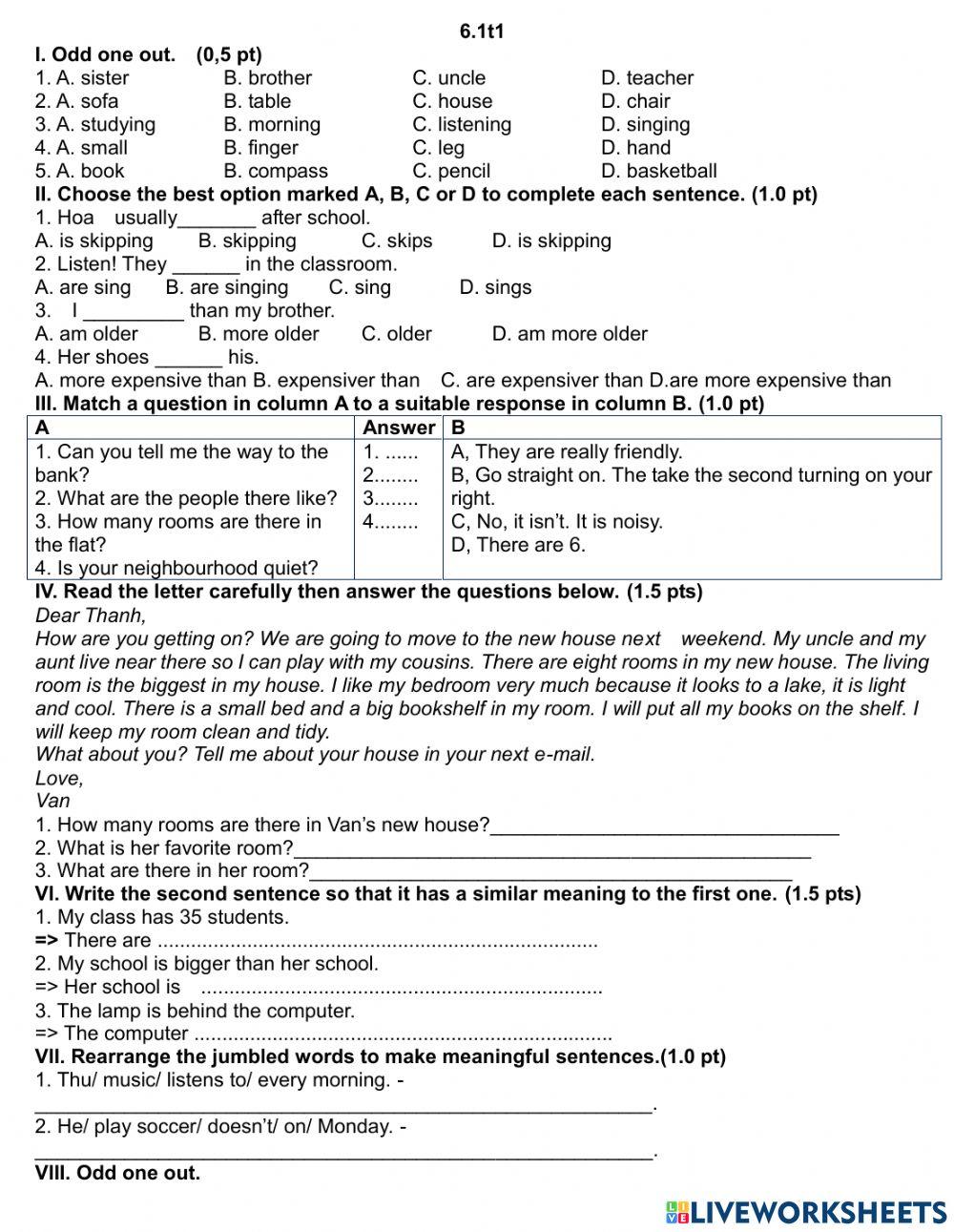 6.td.1t1 worksheet | Live Worksheets