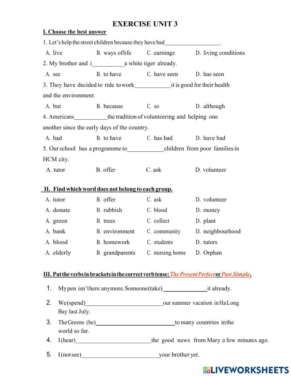 Exercise Unit 3 2949 | Ngô Trúc Quỳnh | Live