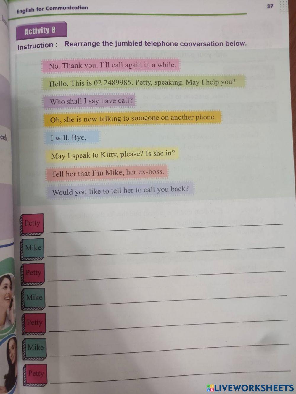 Telephone Conversation online exercise | Live Worksheets