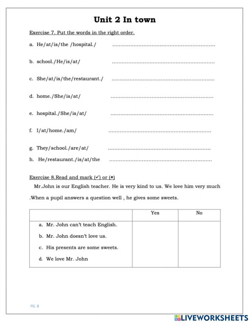 Unit 2 l4 e7 e8 worksheet | Live Worksheets