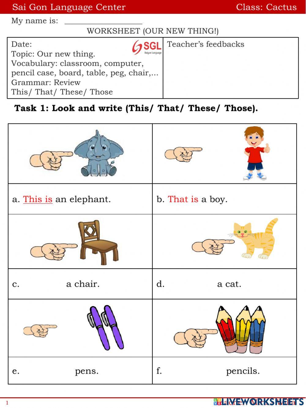 Our new thing worksheet | Live Worksheets