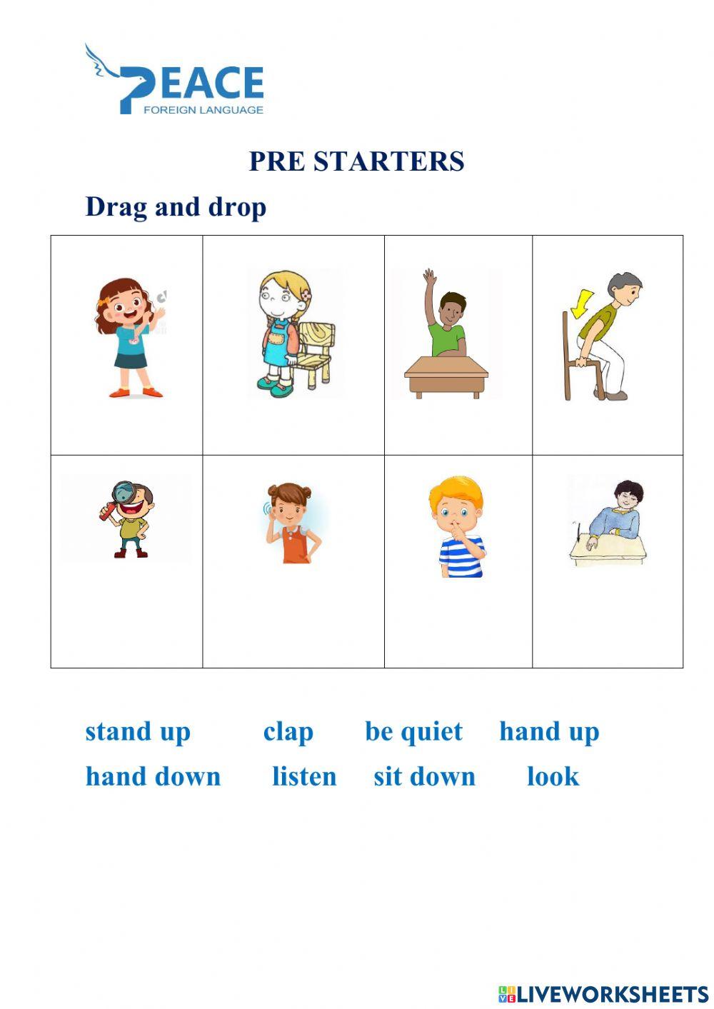 Pre starters 1 worksheet for Grade 1 | Live Worksheets