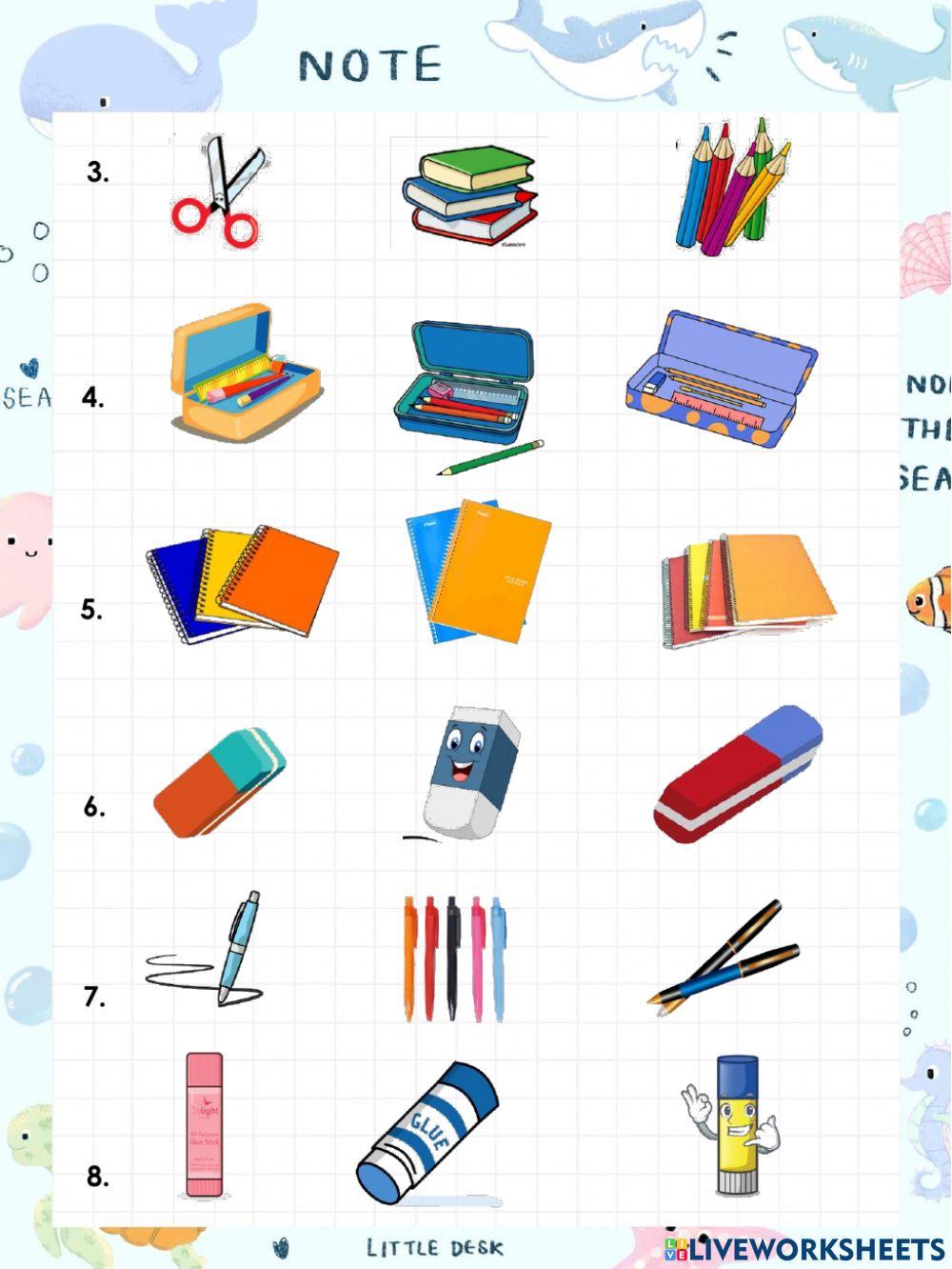 School things 1583109 | LydiaNguyen249 | LiveWorksheets