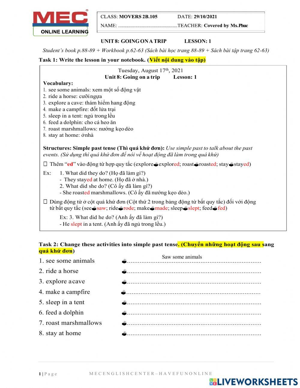 Going on a trip | Live Worksheets