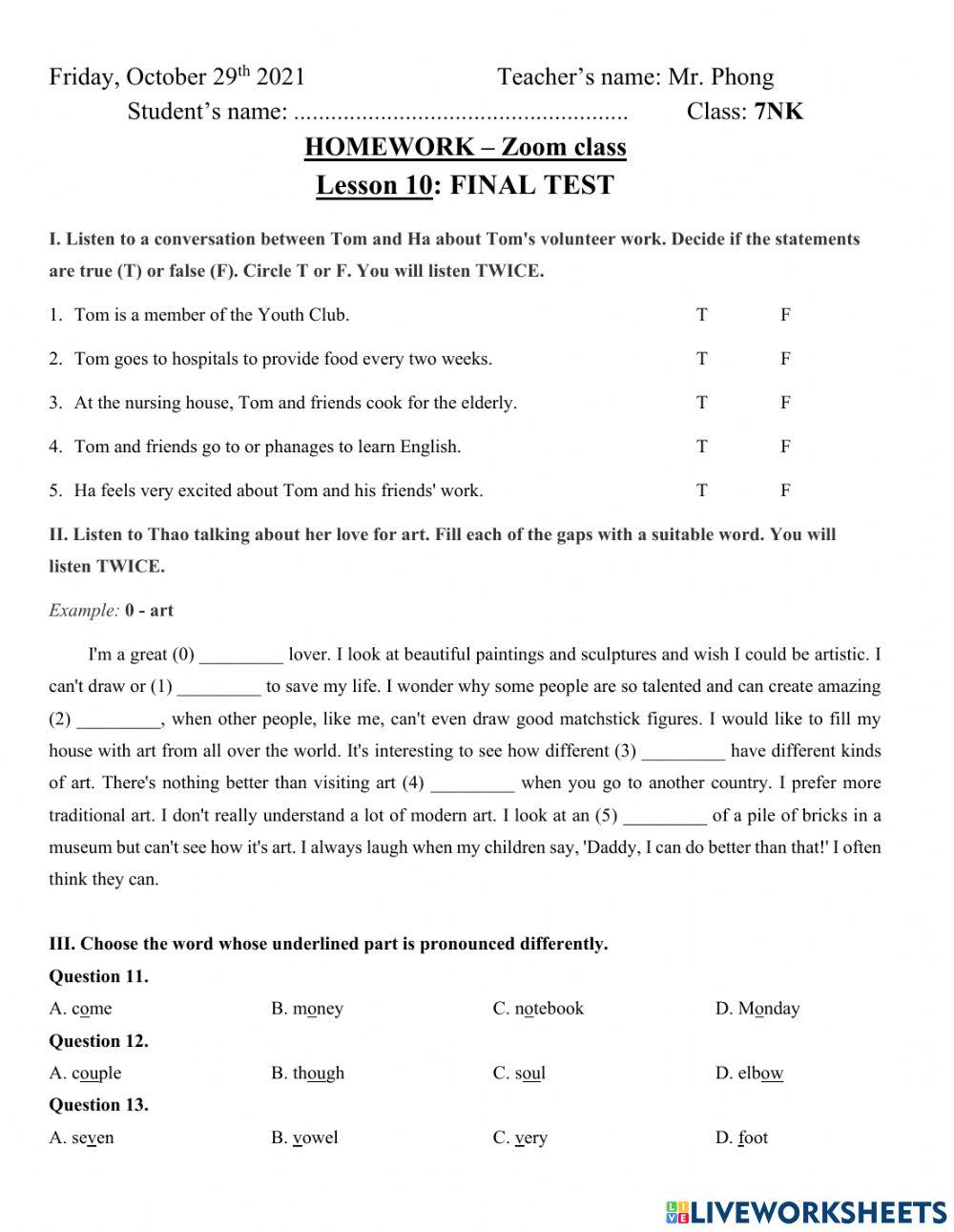 7NK-Final test-2910-cs3 | LiveWorksheets | 3969650