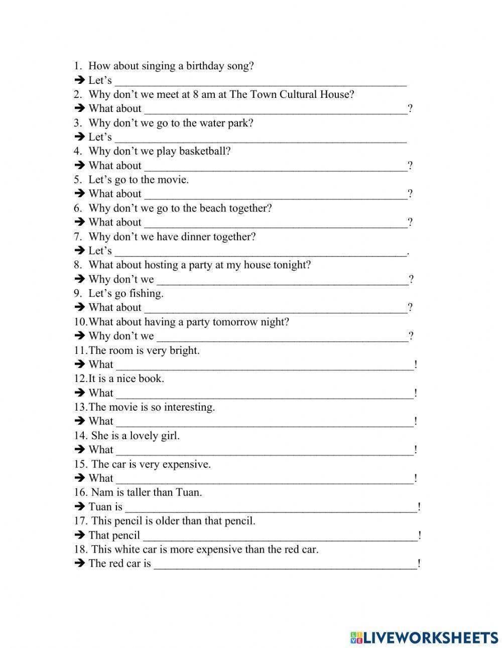 Writing online exercise for 7 | Live Worksheets