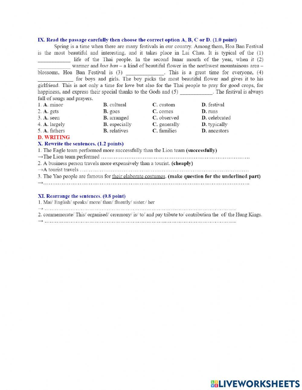 Midterm interactive worksheet for Grade 8 | Live Worksheets