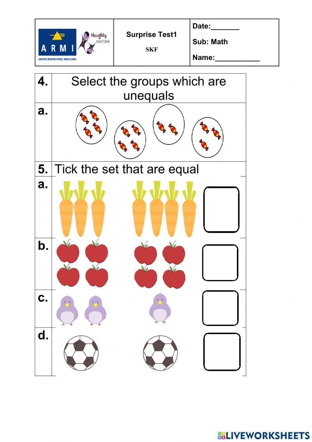 Comparing quant… | Free Interactive Worksheets | 1584065