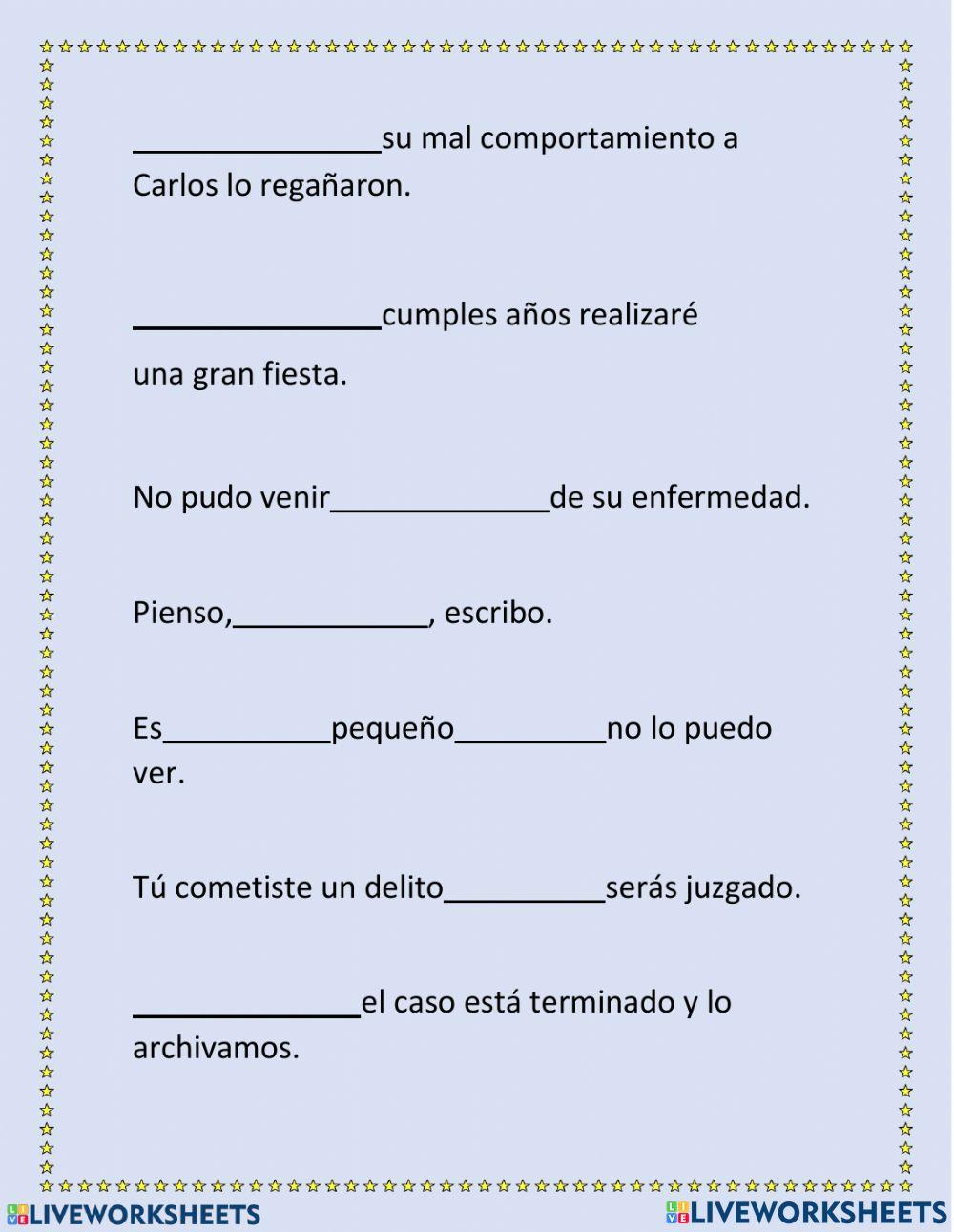 Conectores causa efecto worksheet | Live Worksheets