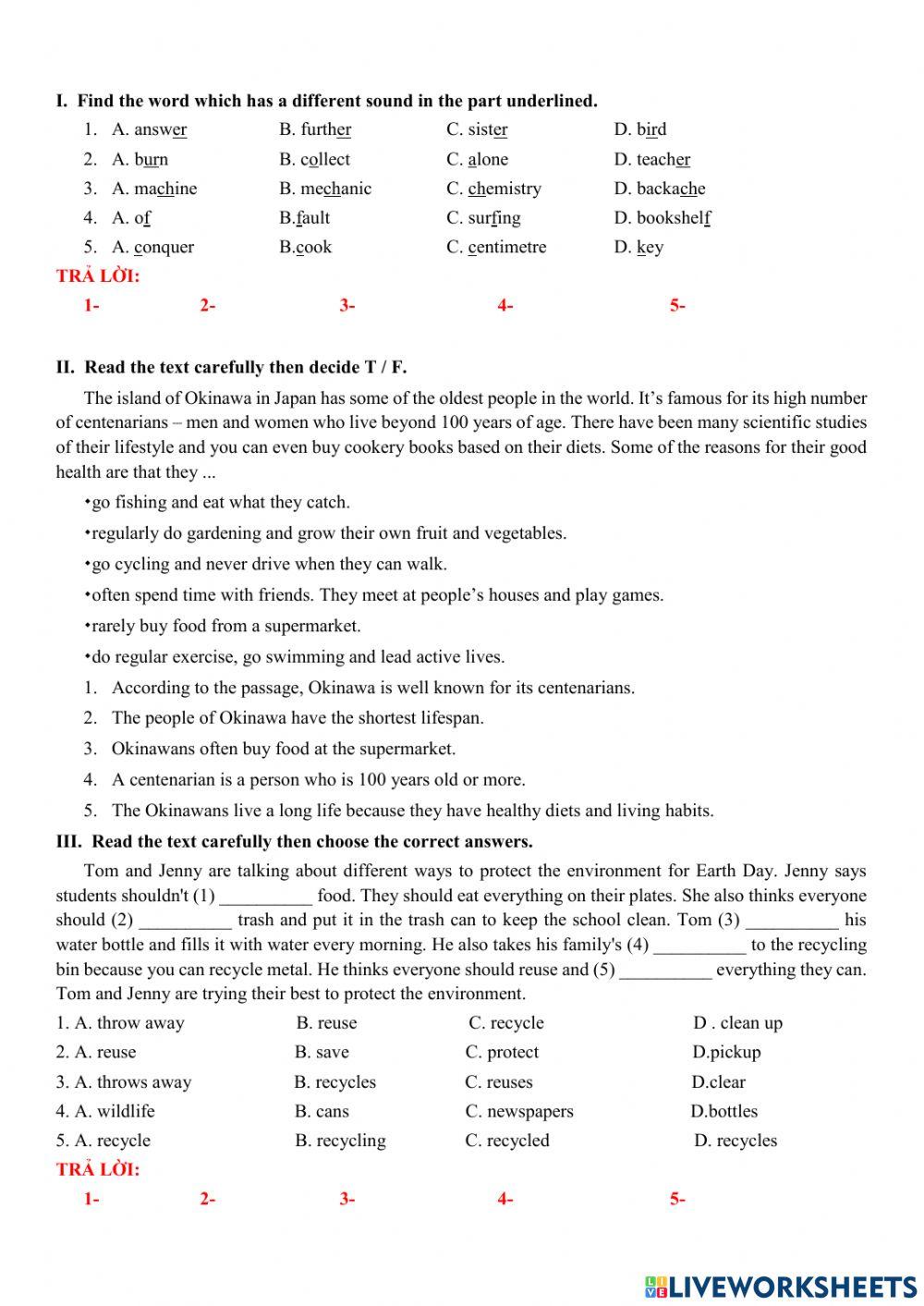 7a ôn tập worksheet | Live Worksheets