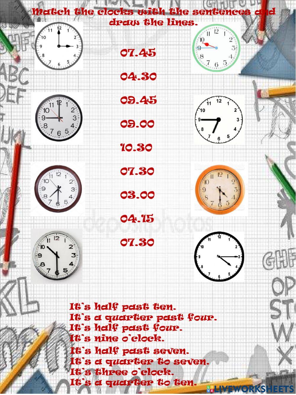 Time online exercise for 4-6 | Live Worksheets