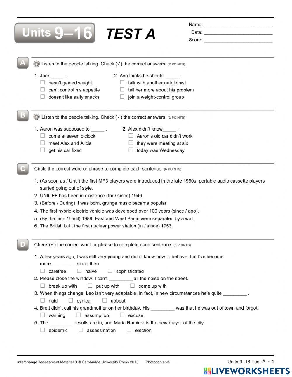 Interchange 3 -… | Free Interactive Worksheets | 6760256
