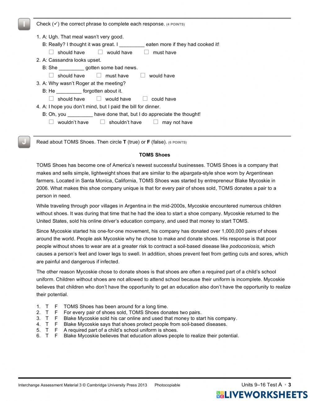 Interchange 3 -… | Free Interactive Worksheets | 6760256