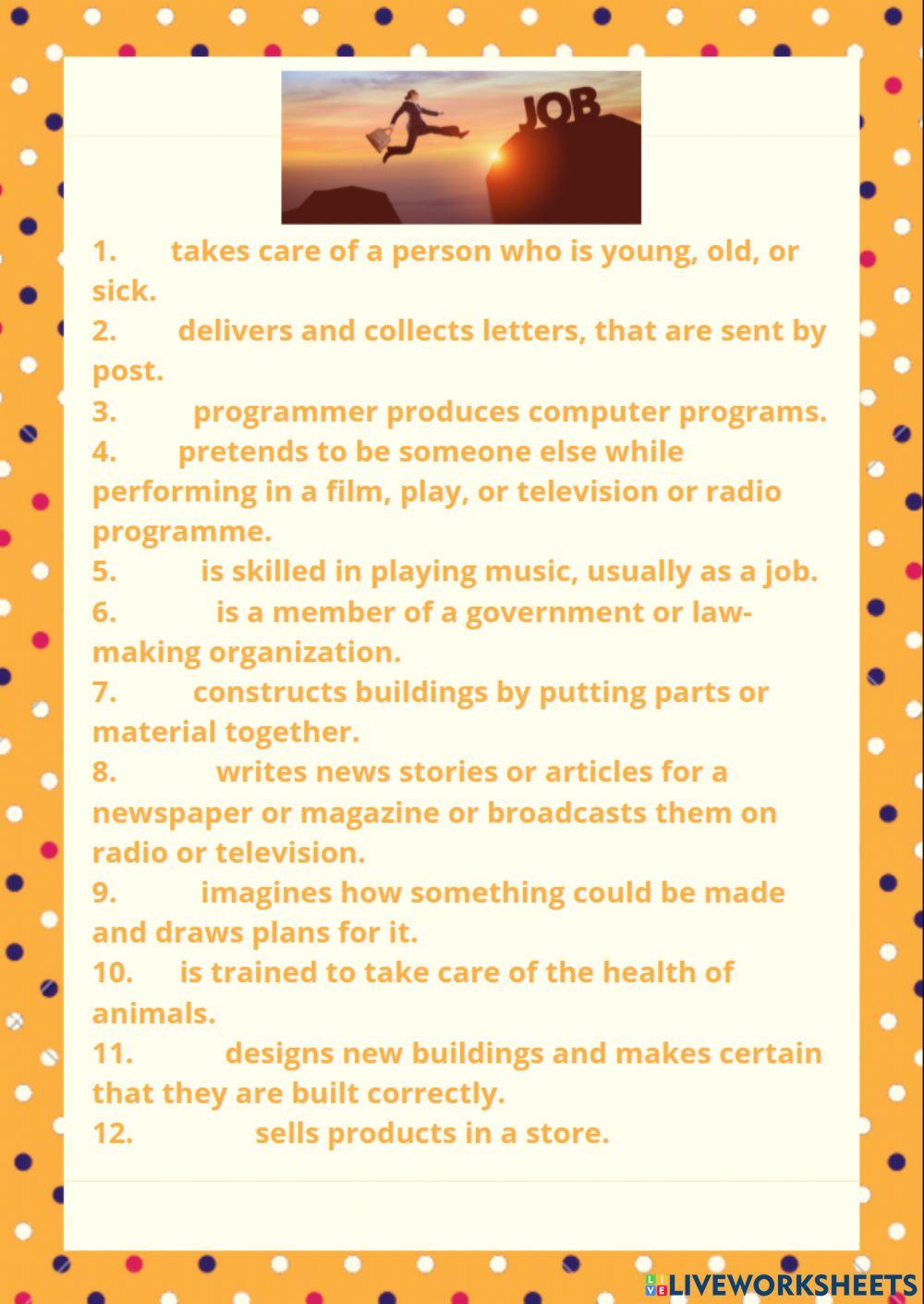 Jobs online exercise for B1 | Live Worksheets