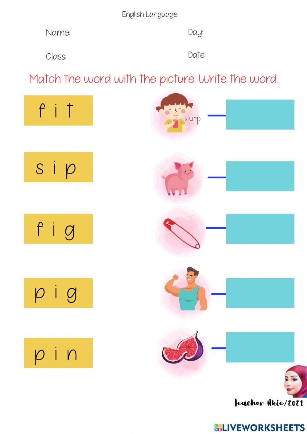 Cvc words online exercise for preschool | Live Worksheets