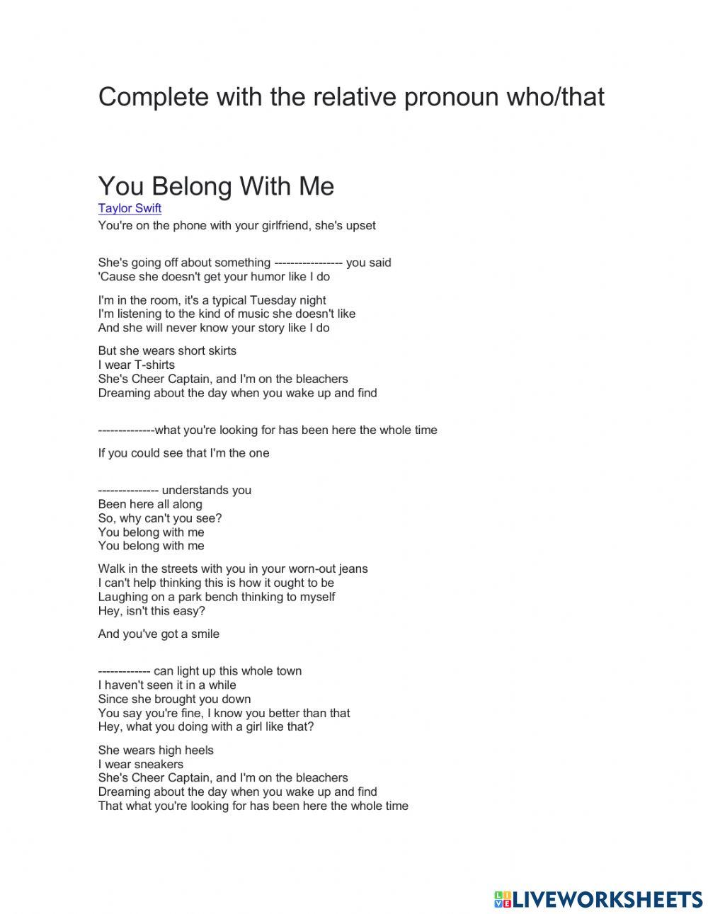 relative pronou… | Free Interactive Worksheets | 1513883