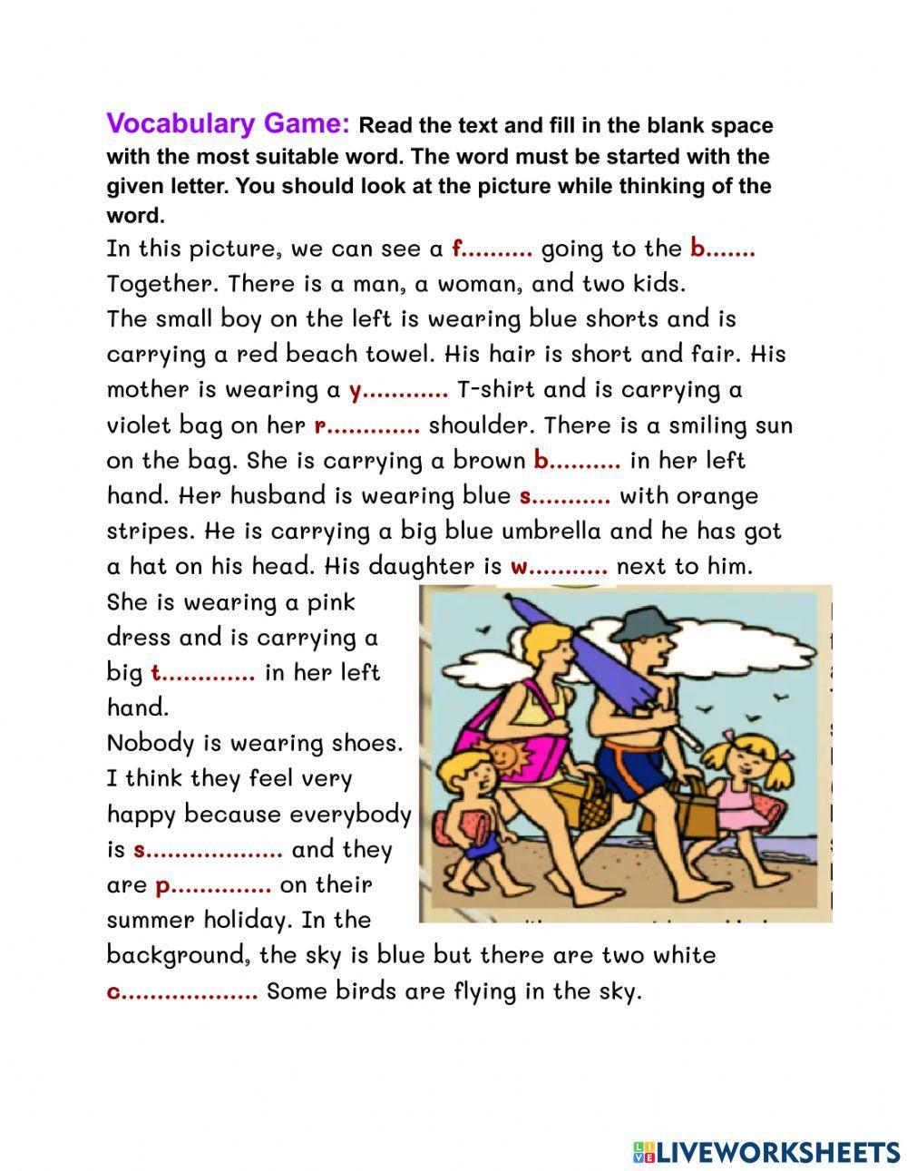 Vocabulary Game… | Free Interactive Worksheets | 1475218