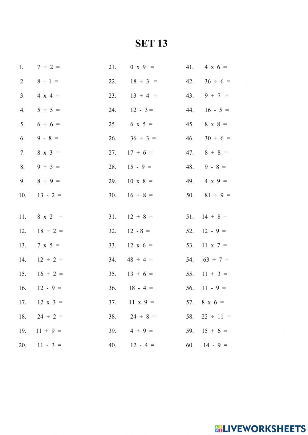 ZAITONIB | Basic operations 1475352 | LiveWorksheets