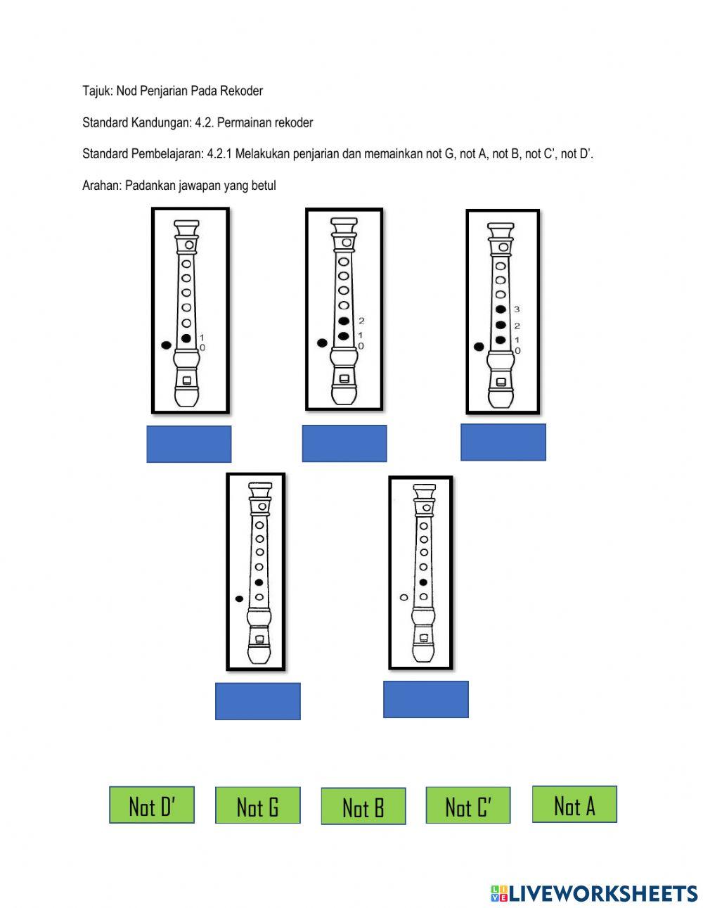 Nod Penjarian Pada Rekoder worksheet | Live Worksheets
