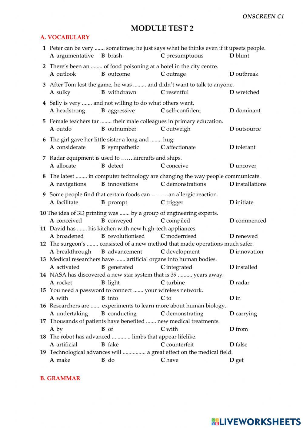 OS - C1 - M2 - Mini test worksheet | Live Worksheets