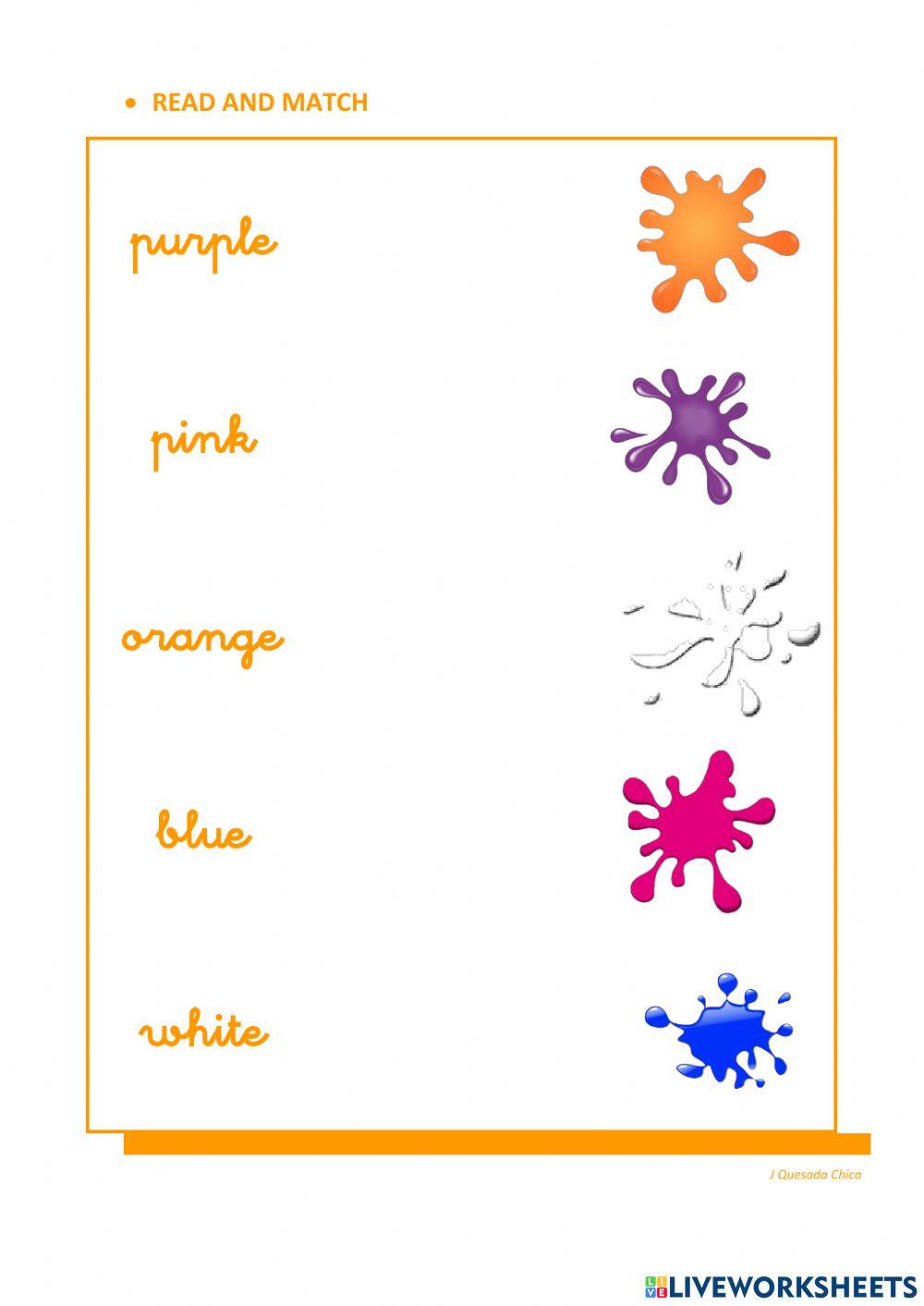 1-0. COLOURS II. LISTEN, READ AND MATCH worksheet | Live Worksheets