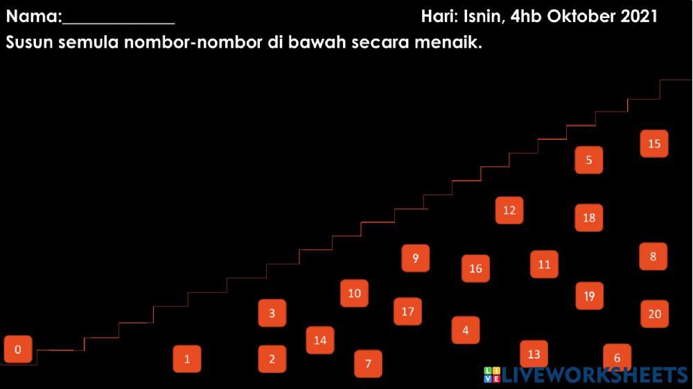 Nombor menaik 1… | Free Interactive Worksheets | 1476095