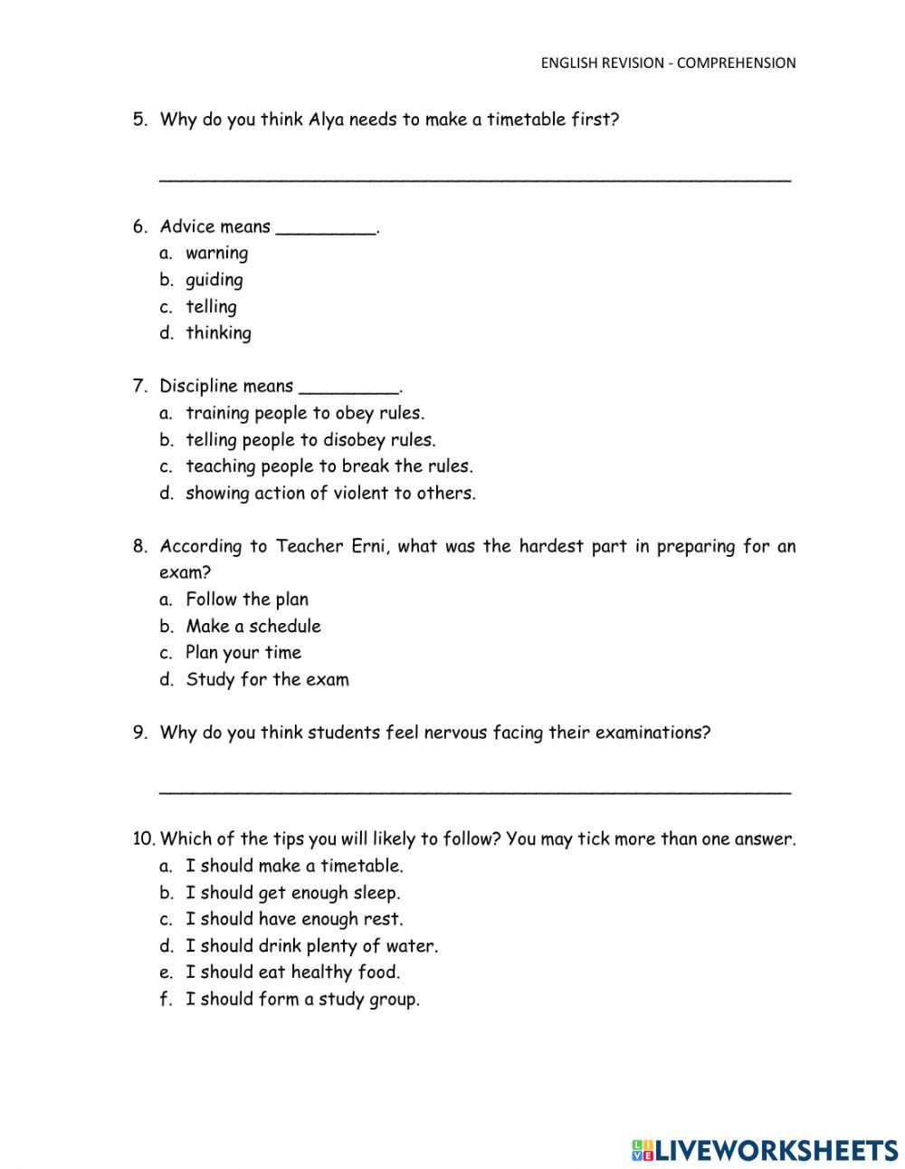 3980247 | ENGLISH REVISION YEAR 6 - COMPREHENSION
