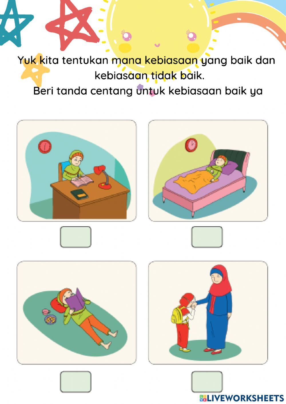 Tata tertib dan kegiatan di siang hari worksheet | Live Worksheets