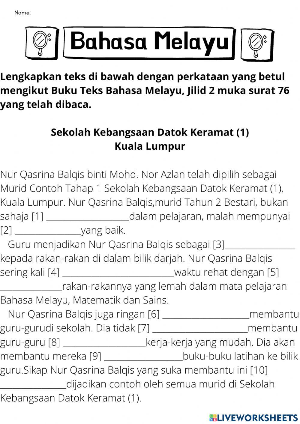 Membaca online exercise for Tahun 2 | Live Worksheets
