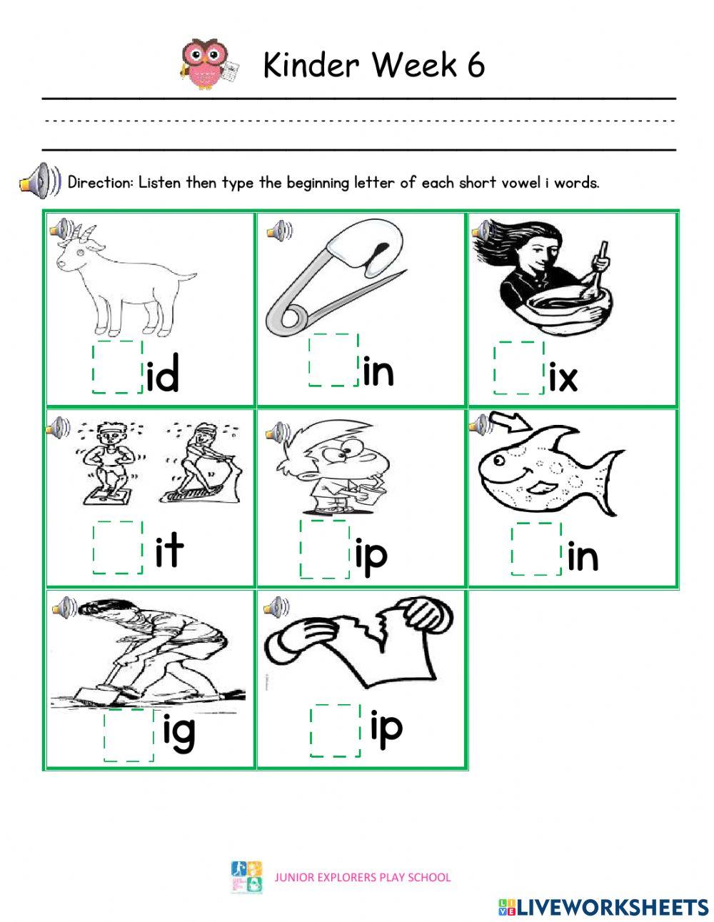 Kinder Summative Assessment Week 6 interactive worksheet | Live Worksheets