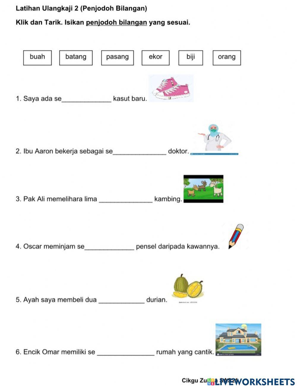 Penjodoh Bilangan Interactive Worksheet Live Worksheets Rainy Weathers