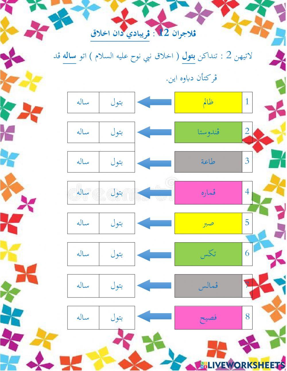 Nabi Nuh a.s dan Peribadi dan Akhlak worksheet | Live Worksheets