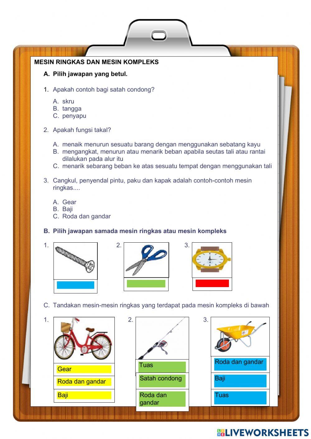 Mesin ringkas dan mesin kompleks interactive worksheet | Live Worksheets