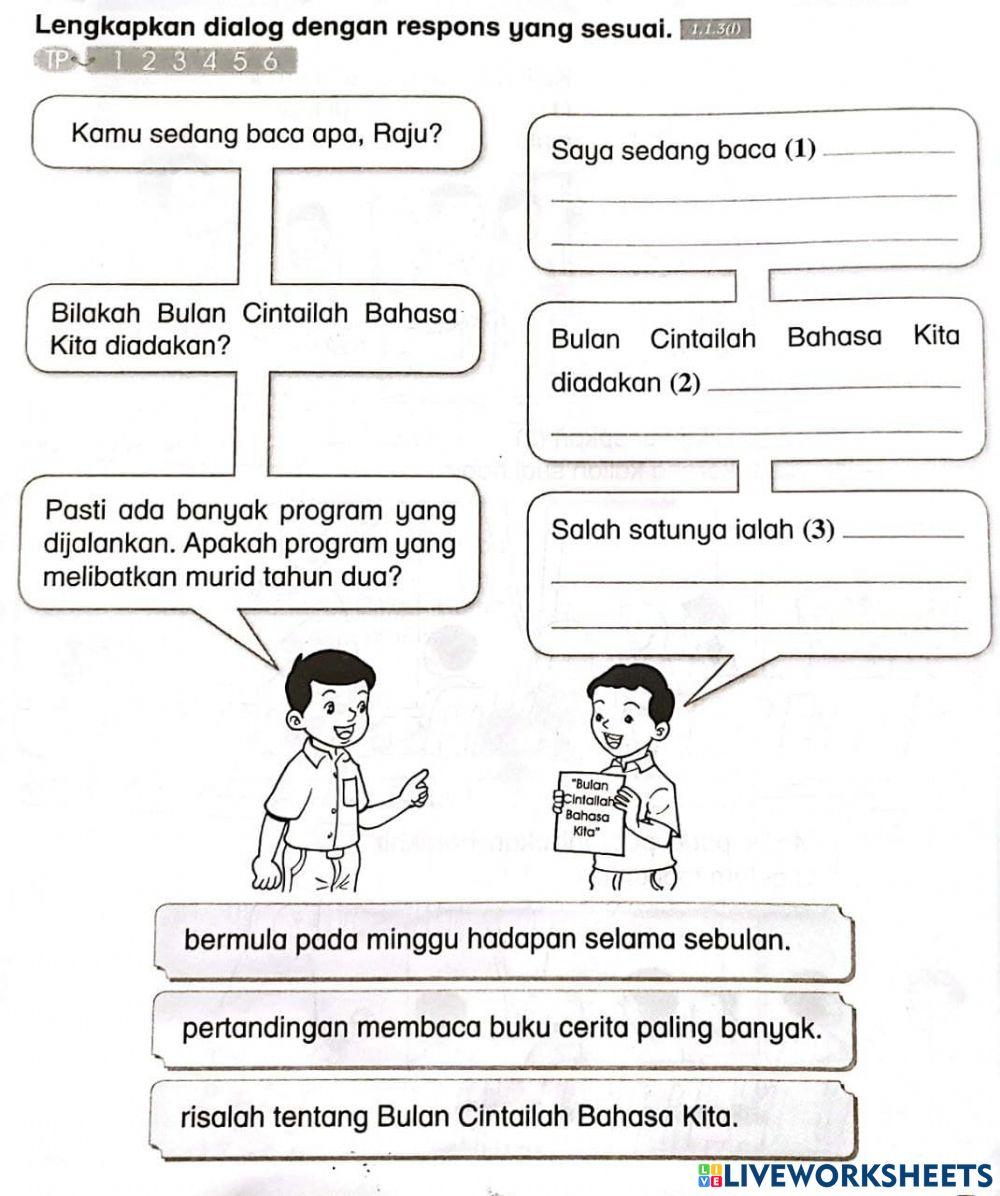 Tulis Dialog dengan betul. worksheet | Live Worksheets