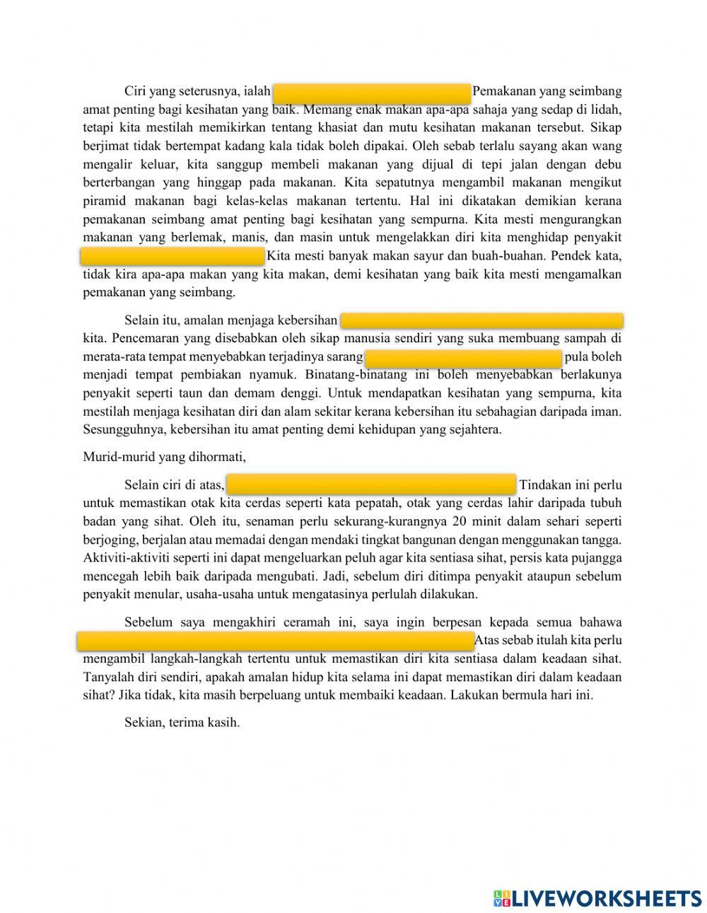 Karangan ceramah-ucapan-syarahan worksheet | Live Worksheets