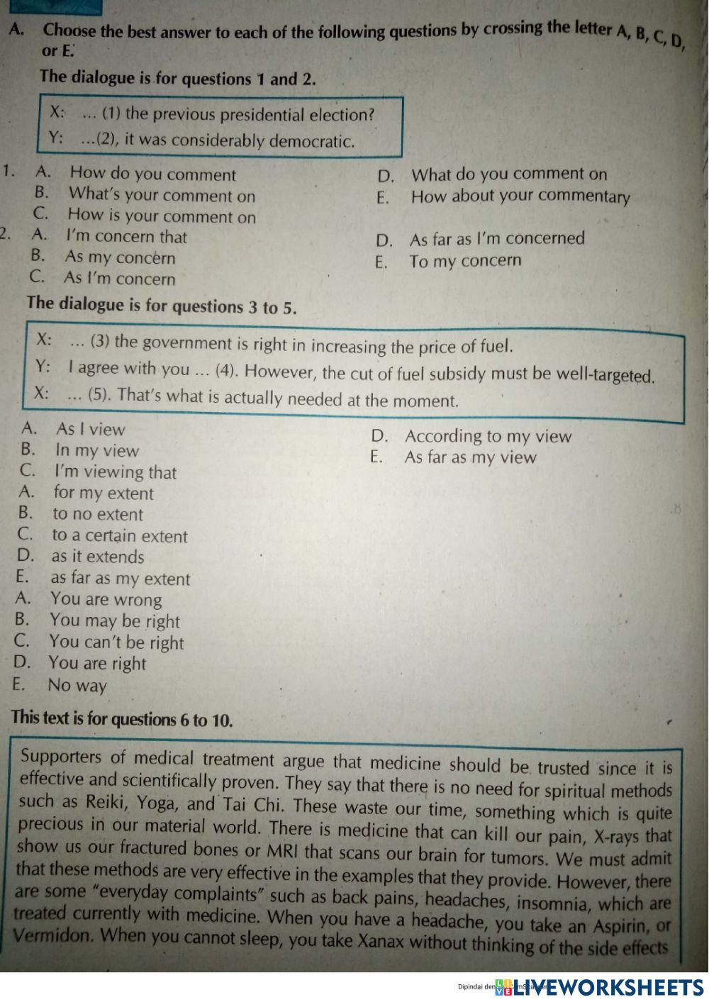 Discussion text | Free Interactive Worksheets | 1477297