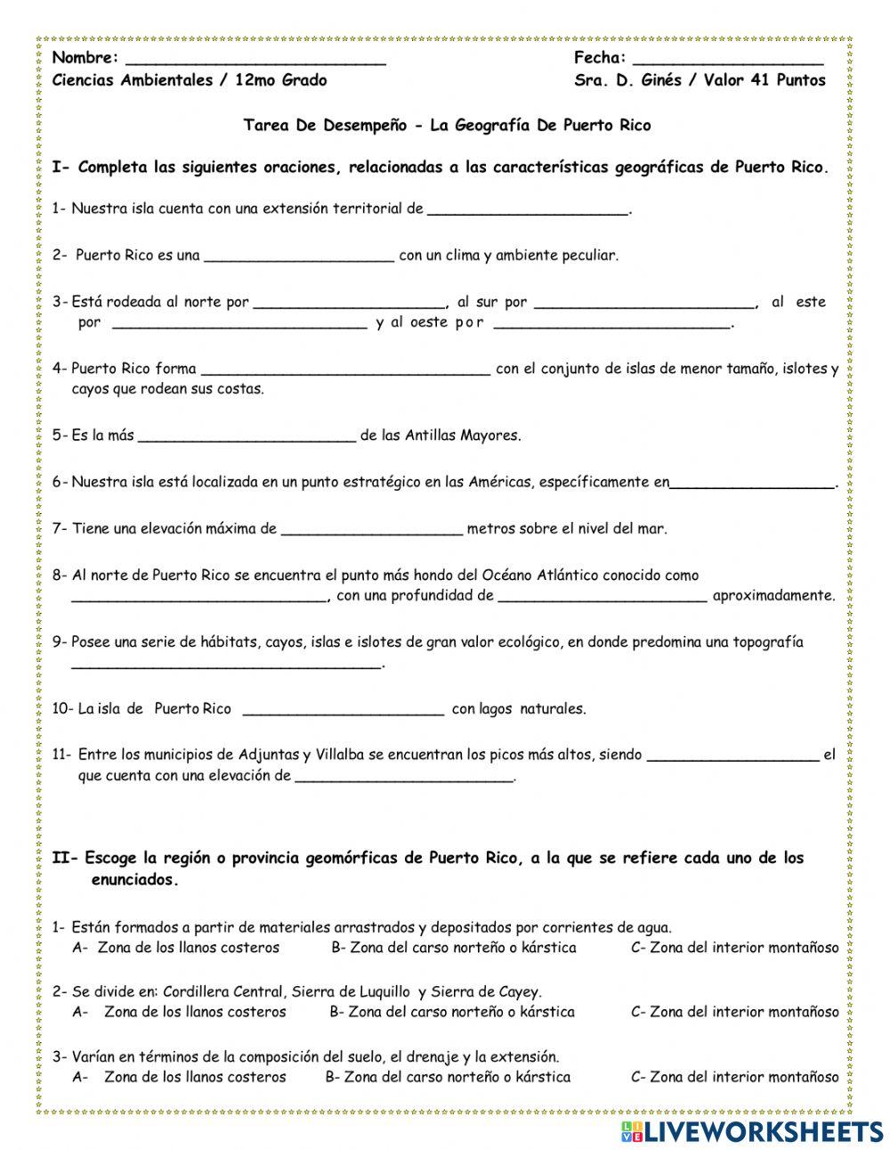 La Geografía De Puerto Rico 5190928 | Diana Ginés López