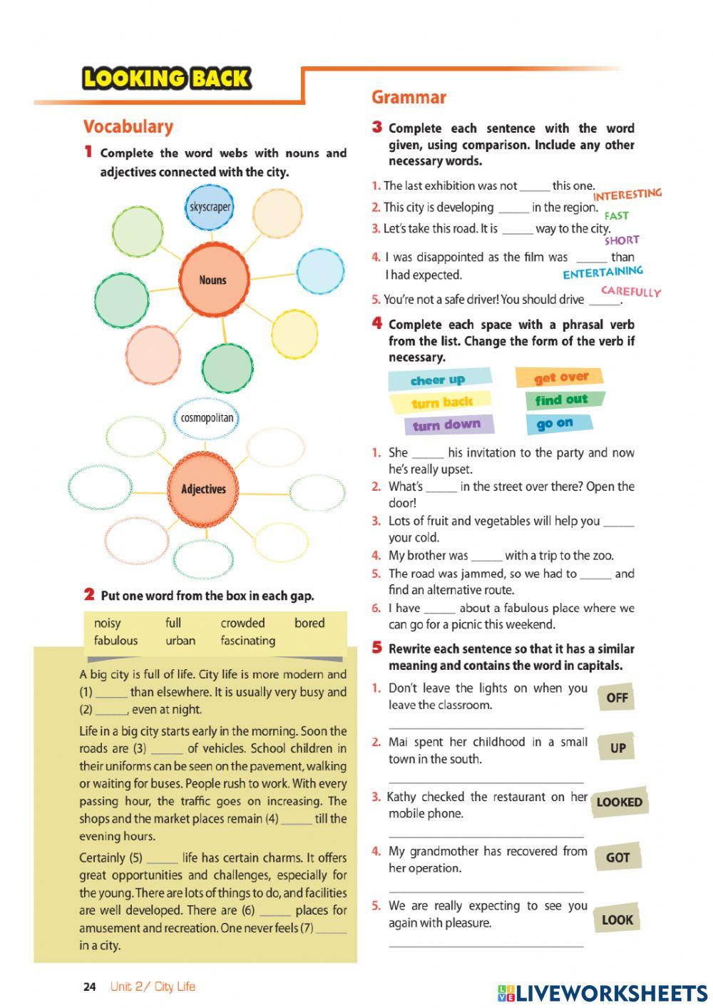 Grade 9. Global English. Unit 2. Looking back worksheet | Live Worksheets